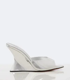 AQUAZZURA Bisous Mirrored Leather Wedge Mules