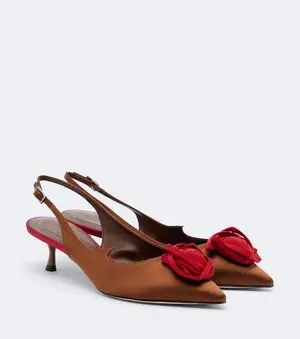 ROGER VIVIER Rose Vivier Satin Slingback Pumps