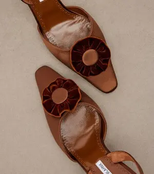 Manolo Blahnik Caulosli Satin Slingback Pumps