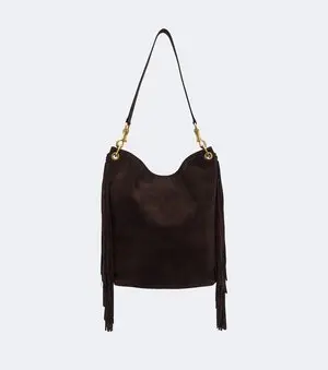 NILI LOTAN Asher Fringed Suede Shoulder Bag - Brown
