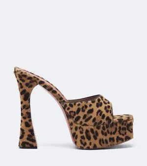 Amina Muaddi Dalida Calf Hair Platform Mules