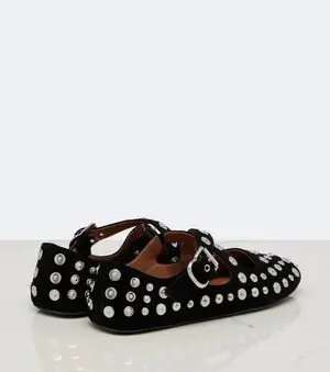 Alaïa Studded Suede Ballet Flats