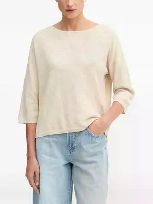 BENETTON Boat-neck Half-sleeve Sweater - Neutrals