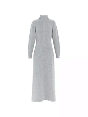 BARRIE Maxi Cable-knit Roll-neck Dress - Grey