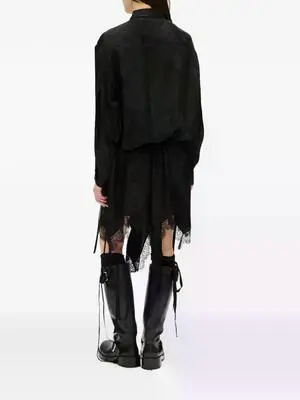 ANN DEMEULEMEESTER Paisley-jacquard Lace-trim Mini Dress - Black
