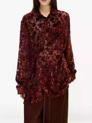 ANN DEMEULEMEESTER Elisabeth Floral-devoré Shirt - Red