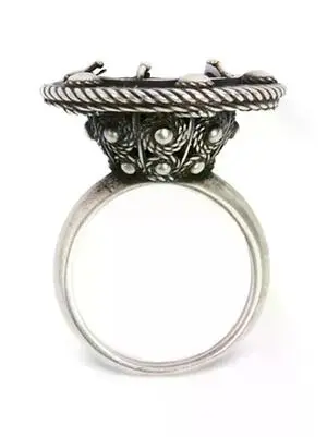 ANN DEMEULEMEESTER Engraved-detail Stone-embellished Ring - Silver