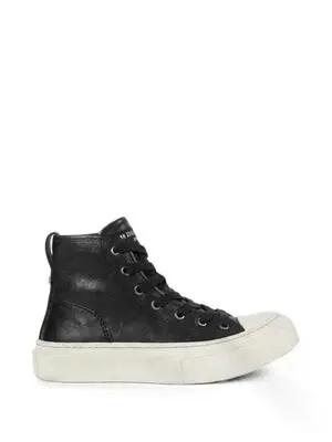 ANN DEMEULEMEESTER Grained Leather High-top Sneakers - Black