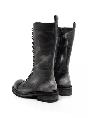 ANN DEMEULEMEESTER Brushed Leather Lace-up Combat Boots