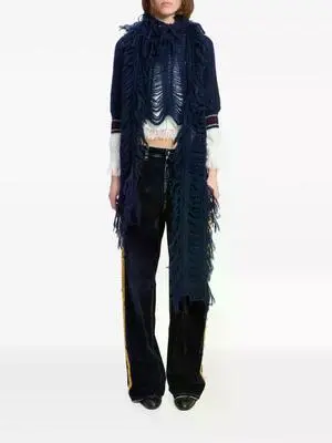 ANN DEMEULEMEESTER Brushed-knit Fringed Scarf - Blue
