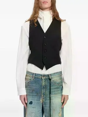 ANN DEMEULEMEESTER Gabardine Wool Waistcoat - Black