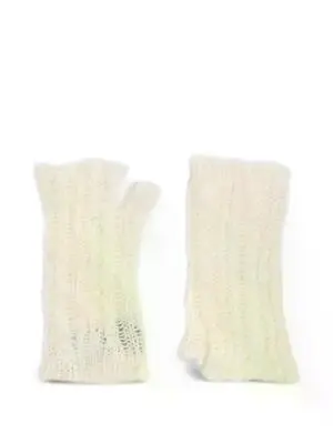 ANN DEMEULEMEESTER Cable-knit Fingerless Gloves - Neutrals