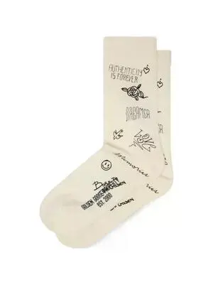 GOLDEN GOOSE Socks High Rib/doodles Print - Neutrals