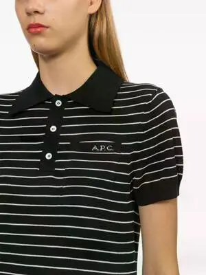 A.p.c. Striped-knit Polo Shirt