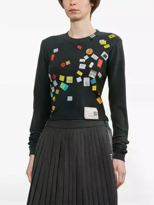 Mihara Yasuhiro Price-tag Sticker Printed Crop T-shirt