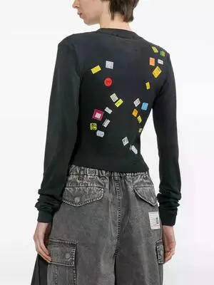 Mihara Yasuhiro Price-tag Sticker Printed Crop T-shirt