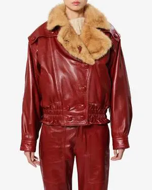 Isabel Marant Étoile Valina Leather Coat - Deep Red