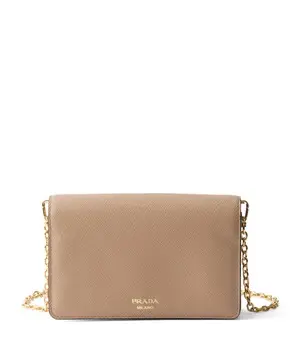 Prada Mini Saffiano Leather Cross-body Bag - Nude
