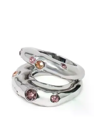 Bimba Y Lola Ring With Pink Crystal Texture
