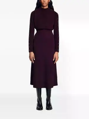 Sandro Stud-embellished Knitted Midi Dress