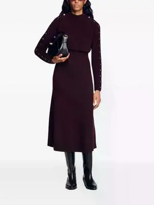 Sandro Stud-embellished Knitted Midi Dress