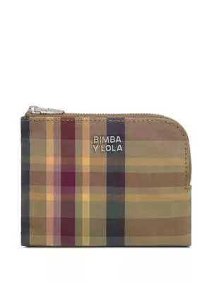 Bimba Y Lola Khaki And Garnet Tartan Jacquard Coin Purse - Neutrals