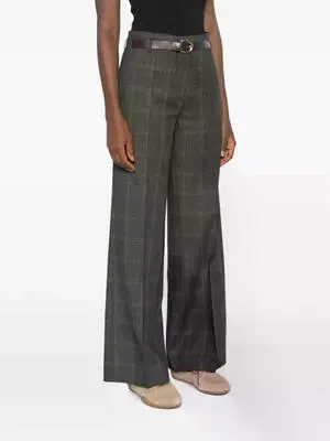 Sandro Colton Checked Wide-leg Trousers