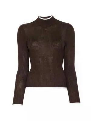 Sandro Ribbed-knit High-neck Sweater - Brown