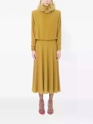 Valentino Garavani Feather-trim Georgette Midi Dress