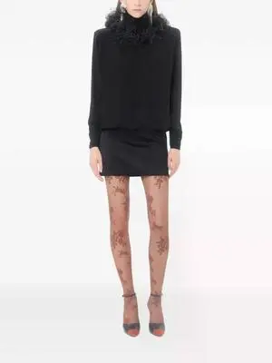 Valentino Garavani Feather-trim Silk-georgette Mini Dress