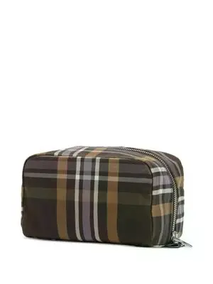 Bimba Y Lola Small Hunter Green Tartan Jacquard Make-up Case