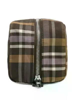 Bimba Y Lola Small Hunter Green Tartan Jacquard Make-up Case