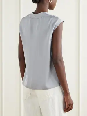 Theory Pleated Silk-satin Blouse