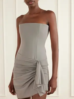 Alex Perry Strapless Gathered Jersey Mini Dress