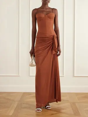 Alex Perry Tie-detailed Draped Jersey Gown