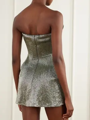 WIEDERHOEFT Ivy Strapless Bead-embellished Satin Mini Dress