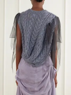 PAULINE DUJANCOURT Winnie Chiffon-trimmed Wool-blend Sweater