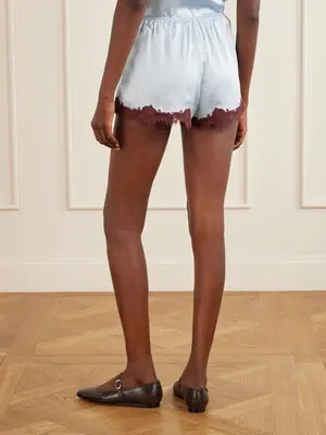 DÔEN Iona Lace-trimmed Silk Shorts