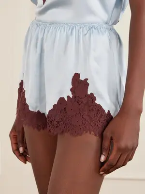 DÔEN Iona Lace-trimmed Silk Shorts