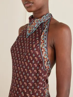 DÔEN Zilda Printed Halterneck Silk-blend Midi Dress