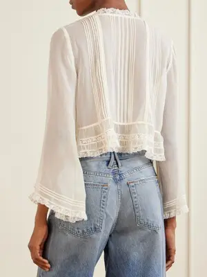 DÔEN Lace-trimmed Silk-chiffon Shirt