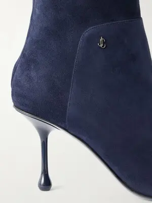 JIMMY CHOO Cycas 80 Logo-embellished Suede Ankle Boots