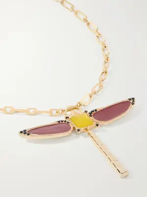 La DoubleJ Dragonfly Gold-plated Agate Necklace