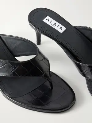 Alaïa Infra 55 Croc-effect Leather Sandals