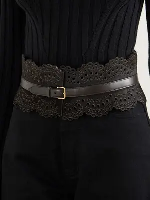 Alaïa Vienne Laser-cut Leather-trimmed Calf Hair Belt