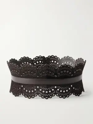 Alaïa Vienne Laser-cut Leather-trimmed Calf Hair Belt