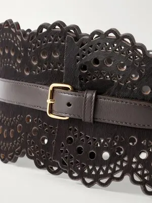 Alaïa Vienne Laser-cut Leather-trimmed Calf Hair Belt