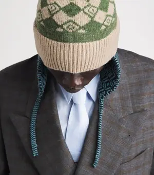 Dries Van Noten Wool Jacquard Hat - Gold