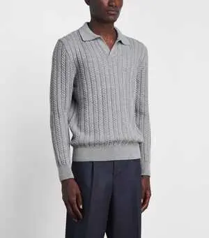 Isaia Wool-silk-cashmere Polo Sweater