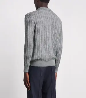 Isaia Wool-silk-cashmere Polo Sweater
